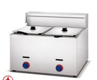 China Commercial Gas Fryer 11.2kW 2 Burner Stainless Steel Standing Fryer 400x900x850mm for sale