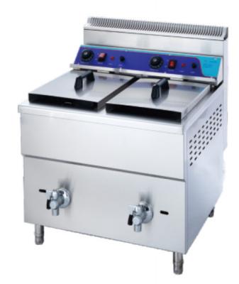 China Commercial Gas Fryer 11.2kW 2 Burner Stainless Steel Standing Fryer 400x900x850mm for sale