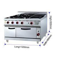 China 225kg Gas Range Grill Oven 27Kw 4-Burner Commercial Kitchen Cooking Equipment GH-999A for sale