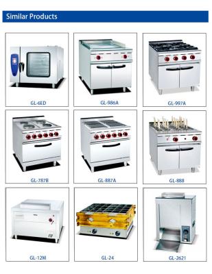 China GH-999A 4-Burner Gas Range with Lava Rock Grill and Oven 27kW 205kg Commercial for sale