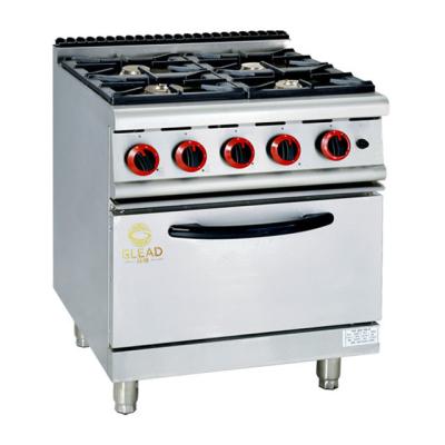 China Commercial Gas Range 4-Burner with Gas Oven 20.8kW 800mm Restaurant Cooking Equipment GH-987A for sale