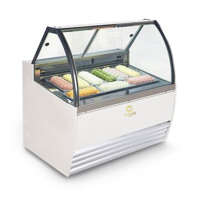 China GLEAD GL-PT10 Industrial Refrigeration Equipment 220-240V 18-Pan Gelato Ice Cream Showcase for sale