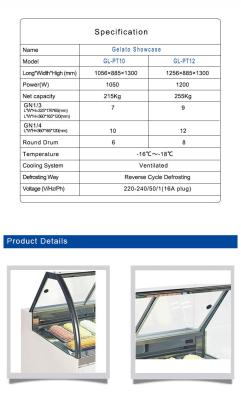 China GLEAD GL-PT10 Industrial Refrigeration Unit 1050W Ventilated Cooling -16C to -18C 18 Pan for sale
