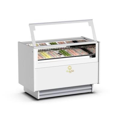 China 1050W Ventilated Gelato Ice Cream Showcase Refrigeration Unit 6 Italian Pans 220-240V for sale