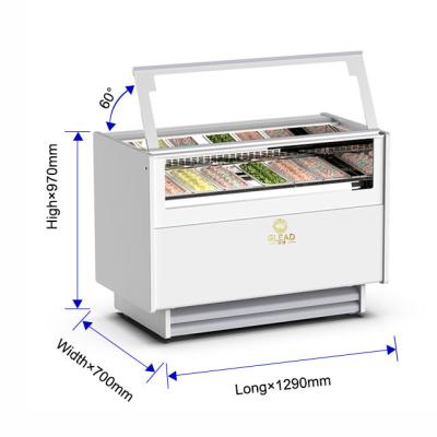 China Industrial Gelato Ice Cream Showcase 1050W Ventilated Cooling -16C to -18C 6 Italian Pans for sale