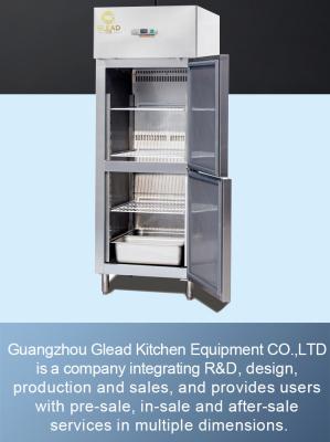 China Air Cooling 600L 2 Half Doors Upright Chiller Commercial Refrigeration -14 to -18C for sale