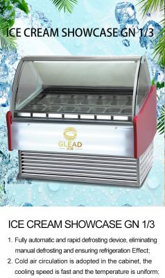 China GLEAD 2200W 6 Pan Air Cooled Ice Cream Showcase -18 to -22C Industrial Refrigeration for sale