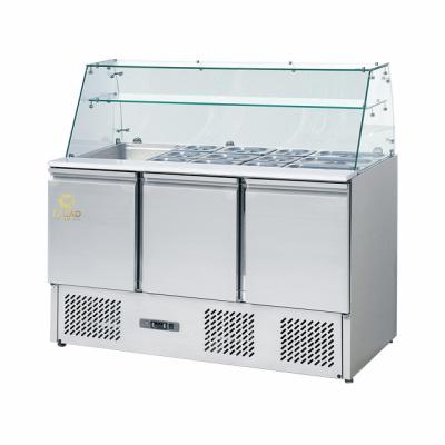 China SS304 3 Doors Worktable Chiller 220-240V 2N 50HZ for Industrial Cooling 1365x700x1415mm for sale