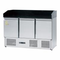 China SS304 3-Door Worktable Chiller 220-240V GN1/3 Commercial Refrigeration Unit 1365mm for sale