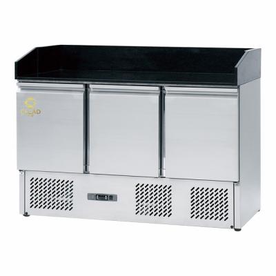 China SS304 3-Door Worktable Chiller 220-240V GN1/3 Commercial Refrigeration Unit 1365mm for sale