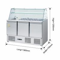 China 3 Doors Worktable Chiller 1365x700x1415mm 220-240V 2N 50HZ Industrial Cold Storage Unit for sale