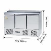China Stainless Steel Commercial 3 Doors Worktable Chiller with Temperature Control for sale