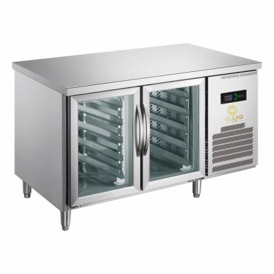 China GLEAD 150L Double Glass Door Workbench Refrigerator 220-240V 5℃ to -0℃ Industrial Display Chiller for sale