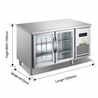 China GLEAD 150L Double Glass Door Workbench Refrigerator 220-240V 5℃ to -0℃ Industrial Display Chiller for sale