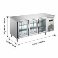 China 150L SS304 Double Glass Door Workbench Refrigerator 220-240V 50Hz Air Cooled for sale