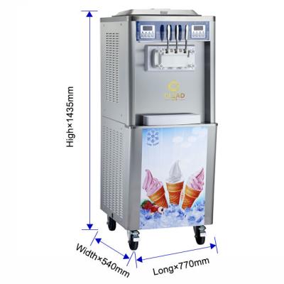 China Industrial Soft Ice Cream Machine 2x2.1L Freezing Tank 22-28kg/h 360-460 Cups per Hour for sale