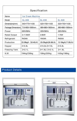 China Industrial Ice Cream Batch Freezer With 2 Hoppers And 2x5.8L Capacity for sale
