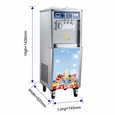 China Commercial Soft Ice Cream Machine 2.6kW R22/R404A 330-420 Cups/hr 2x1.8L Freezing Tank for sale
