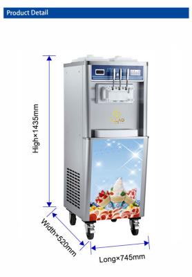 China Industrial Soft Serve Ice Cream Maker 2x10L Hopper 2.6kW R404A Refrigerant for sale