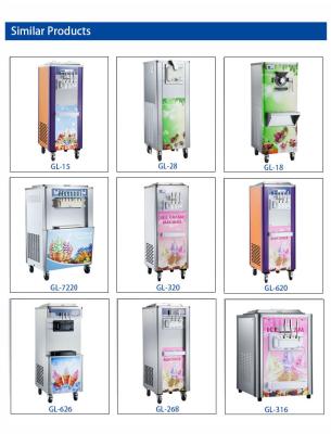 China GLEAD GL-BQ833 Soft Ice Cream Machine 20-25kg/h 28-36L/h 330-420 Cups/hr 220-240V for sale