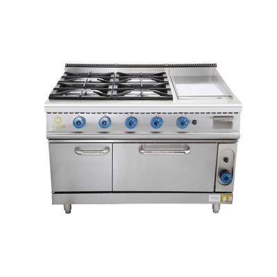 China Commercial Gas 4 Range Stove with Oven SS304 150KG LPG Natural Gas for sale