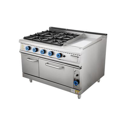 China 150KG Commercial Gas 4 Range Stove with Oven 1200mm Stainless Steel for Hotel Kitchen for sale