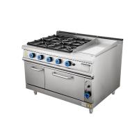 China Commercial Gas 4 Range Stove with Oven 1200mm Stainless Steel Restaurant Equipment for sale