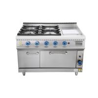 China Commercial Stainless Steel Gas 4 Range Stove with Oven 150KG LPG/Natural Gas for sale