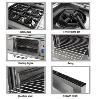 China Gas 4 Range Stove with Oven SS304 1200mm LPG Natural Gas Commercial Kitchen Equipment for sale