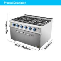 China SS304 Gas 6 Range Stove with Oven 1200mm LPG Natural Gas 150KG Commercial for sale