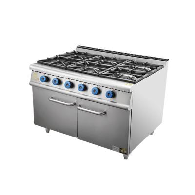 China Gas Powered Heavy Duty 6 Burner Hotel Cooking Range with Oven SS304 1200x948x893mm for sale