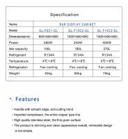 China Glead 180L Bar Air-Cooled Refrigerator 340W Fan Cooling Hotel Refrigeration System for sale