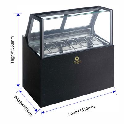China Glead GL-IC-6P 1100W Fan Cooling Ice Cream Machine R404a -18~-22℃ 1270mm for sale