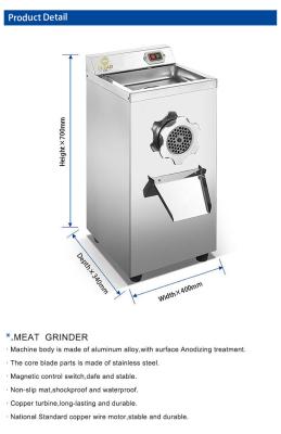 China 320kg/h Stainless Steel Meat Grinder 2200W with National Standard Copper Wire Motor for sale