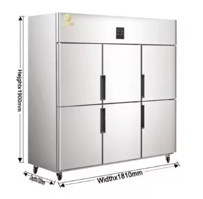 China Stainless Steel Double Door Commercial Refrigerator 490W 220V CE Certified for sale