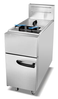 China Commercial Stainless Steel French Fries Machine 1 Tank 1 Basket Gas Deep Fryer 10 Segment for sale