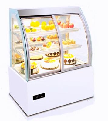China Curved No Frost Air Cooling Three Layer Commercial Cake Display Showcase for sale