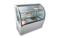 China Commercial Oval Curved Cake Showcase Arc Glass Pastry Display Refrigerator for sale