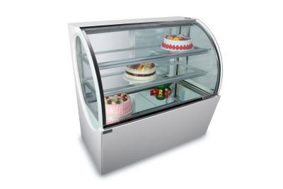 China Commercial Oval Curved Cake Showcase Arc Glass Pastry Display Refrigerator for sale