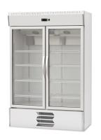China Commercial Vertical Double Door Air-Cooled Beverage Refrigerator, Top Condenser Drink Display Chiller for Convenience Store for sale