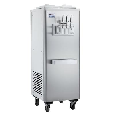 China Commercial Movable Vertical Silver Stainless Steel Frozen Yogurt Maker Equipped With Plastic Hopper Cover For Snack Shop for sale