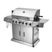 China 5+1Burners Char Broil Barbecue Grill Propane Gas BBQ With Side Burner Trolly Cabinet Cart Charcoal BBQ Grill Outdoor for sale