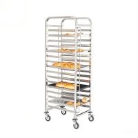 China Commercial 15-Tier Stainless Steel Bun Pan Rack Trolley | With Lock Brake Wheels for Bakery Kitchen Delivery & Storage for sale