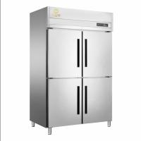 China 1600L Stainless Steel 4 Door Upright Commercial Refrigerator Vertical Chiller Cabinet Reach-in Fridge 0-10 Degree Commercial Kitchen Cooler For Restaurant Canteen Bakery Hotel Food Storage for sale