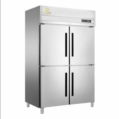 China 1600L Stainless Steel 4 Door Upright Commercial Refrigerator Vertical Chiller Cabinet Reach-in Fridge 0-10 Degree Commercial Kitchen Cooler For Restaurant Canteen Bakery Hotel Food Storage for sale