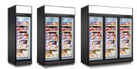 China Mobile Upright Display Refrigerator with Top LED Light Box Commercial Display Refrigerator for sale