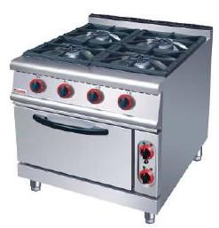 China Silver Commercial 4-Burner Gas Range with Electric Oven - 11.8kW Burner Power, 560×700×290mm Oven for sale
