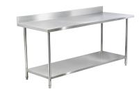 China 201 Stainless Steel Kitchen Work Table 1200mm Wide with Undershelf Storage and 90mm Backsplash for sale