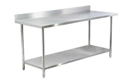 China 201 Stainless Steel Kitchen Work Table 1200mm Wide with Undershelf Storage and 90mm Backsplash for sale