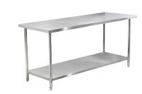 China 201 Stainless Steel Kitchen Work Table 1200mm Wide with Undershelf Storage and 90mm Backsplash for sale